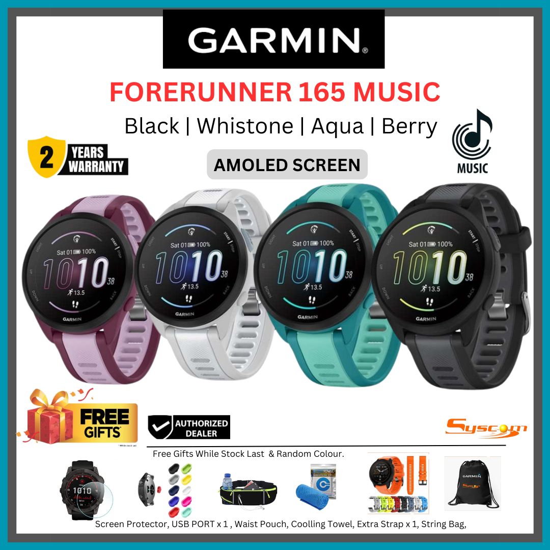 Forerunner 165 Music GPS Running Smartwatch (AMODEL Touch Screen + Free ...
